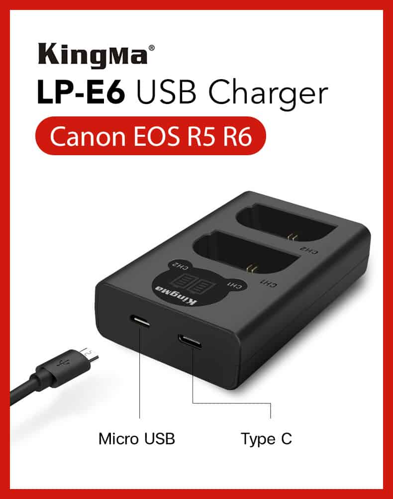 ที่ชาร์จแบต Canon LP-E6 USB Charger EOS R5 R6 | CamGadgetWorld